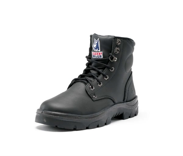 F-312152.BLK STEEL BLUE Argyle® Black 150mm Zip Lace up Ankle Boot with ...