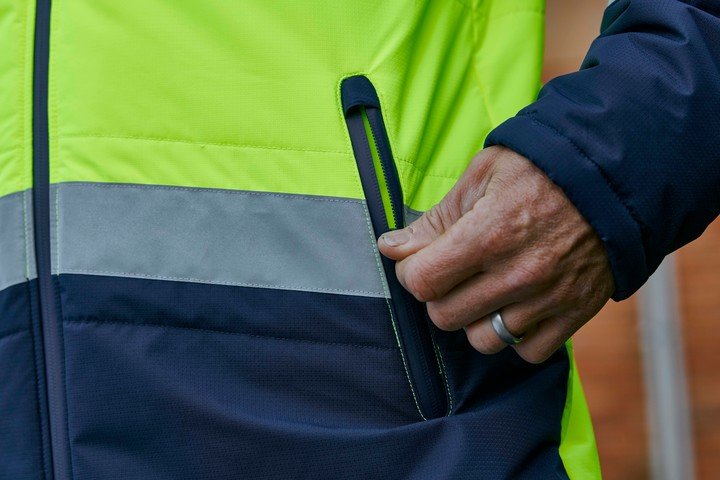 C-BJ6829T BISLEY Taped Hi Vis Puffer Jacket with Stand Collar | Onsite ...