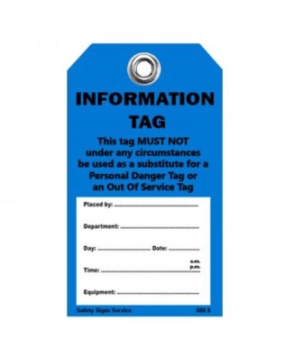 S-871047 BRADY Information Tag with a 8mm Diameter Hole Blue/Black ...